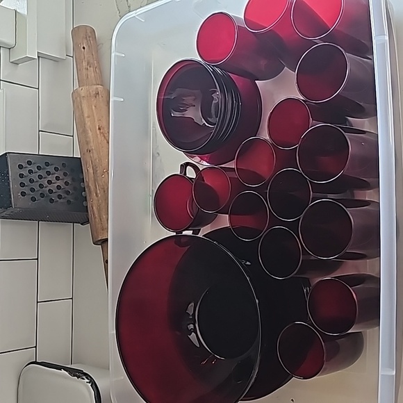 ARC France | Dining | Red Glass Dish Set Arc France | Poshmark